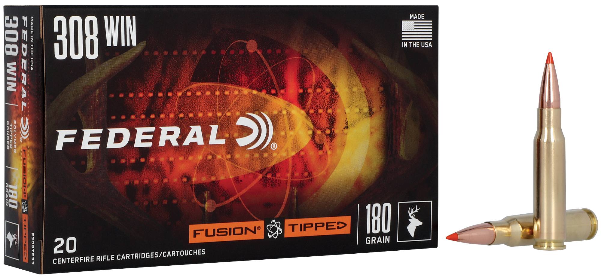 Buy Fusion Tipped Rifle 308 Win Ammo | 180 Grain, 2600 FPS | Federal